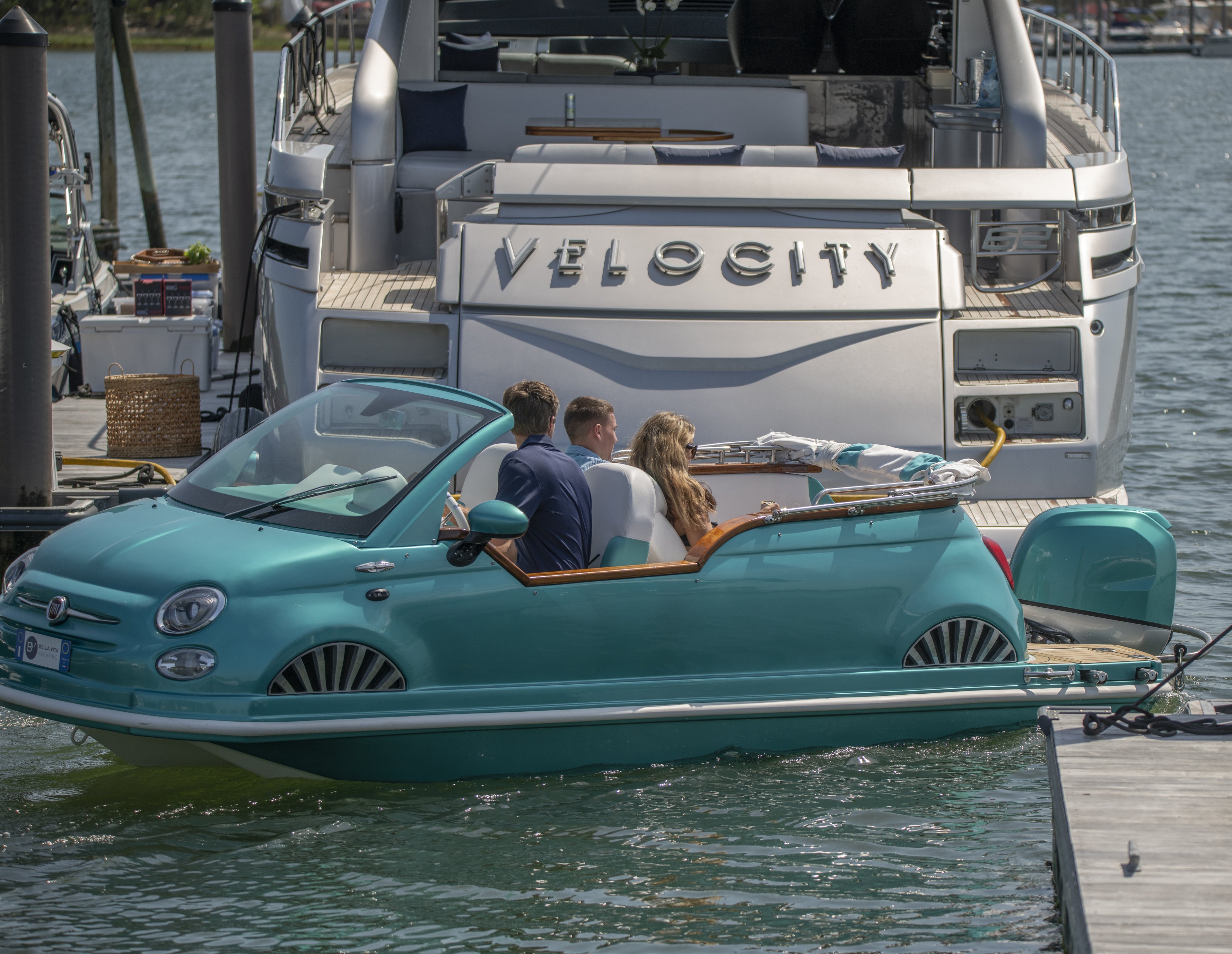 16’ 2024 Fiat 500 Water Taxi/Tubing Car Boat | Iconic Boat Experience