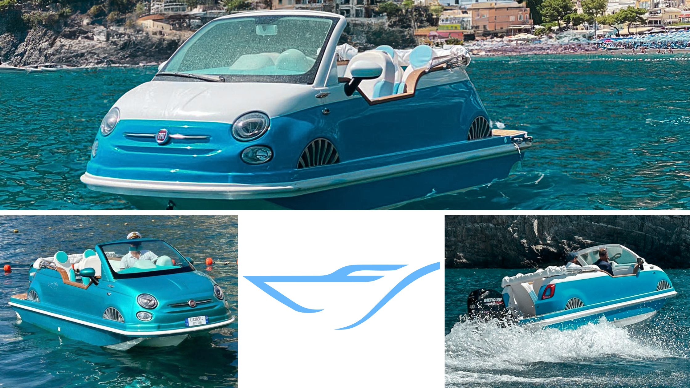 16’ 2024 Fiat 500 Water Taxi/Tubing Car Boat | Iconic Boat Experience